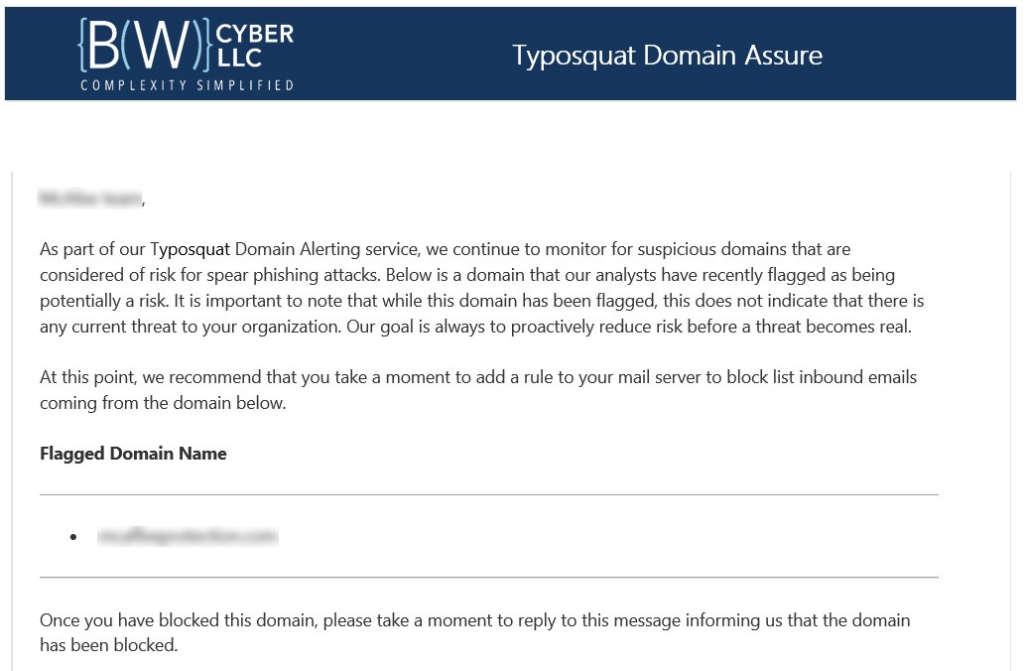 Typosquat Domain Alerting - BW Cyber, LLC